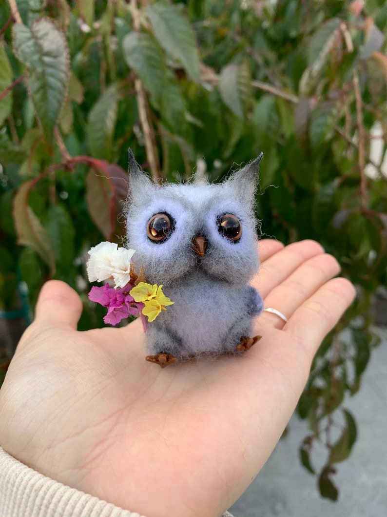 Owl Miniature Needle Felted Owl Sculpture Wool Felt Owl Owl - Etsy