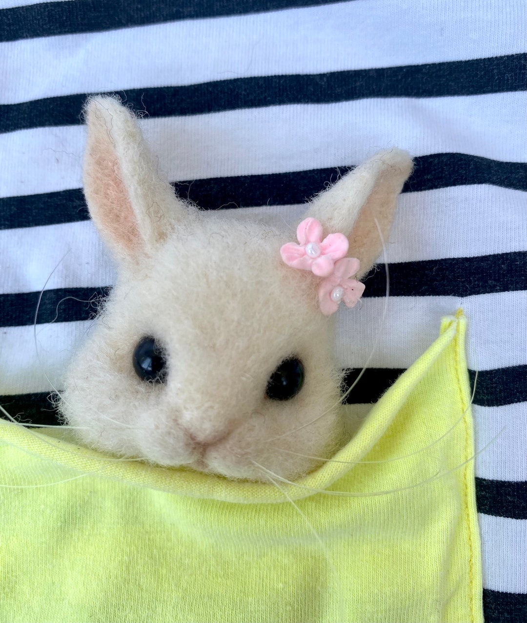 Felted Bunny Brooch Needle Felted Animal Pin Easter Gift Needle Felt ...
