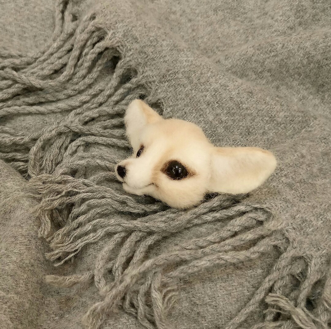 Needle Felted Fennec Fox Brooch - Handmade Merino Wool Animal Pin - Etsy