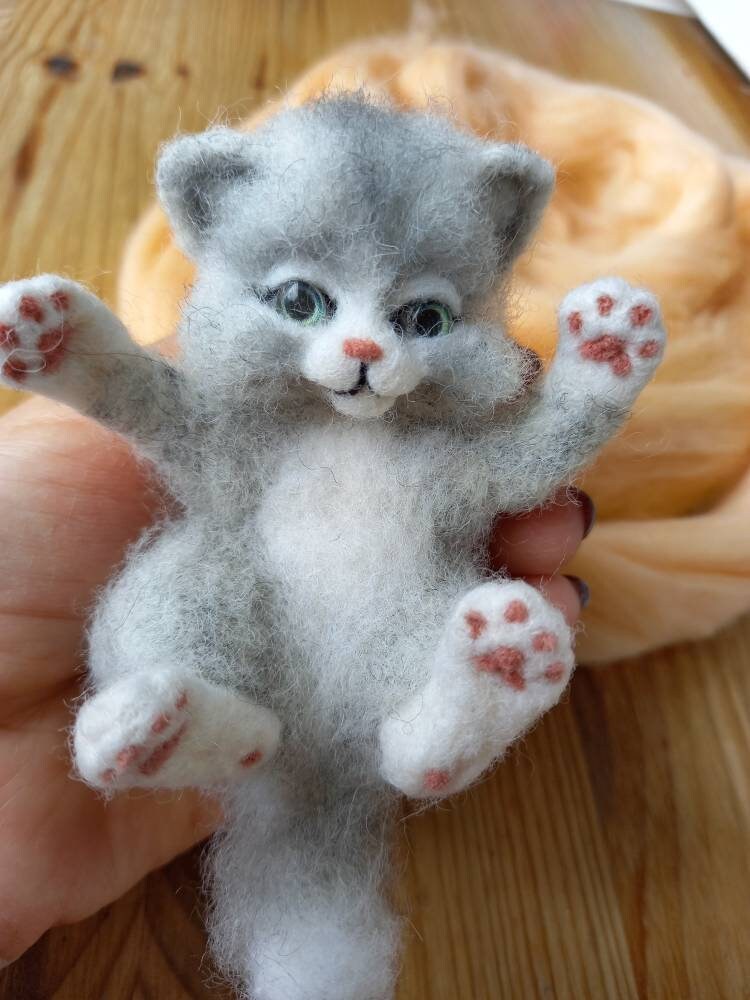 Felted Animals Needle Felted Cat Felt Cat Neddle Felted Kitten - Etsy