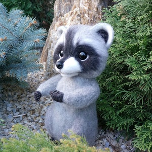 Felted Raccoon Needle Felted Animal Wool Felt Raccoon Animal Gift ...