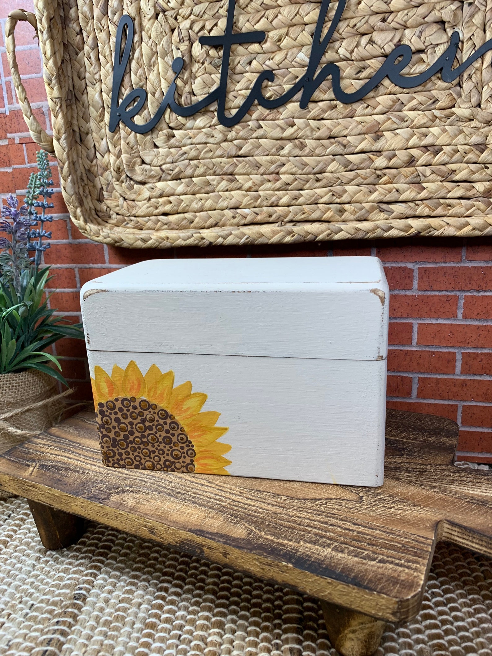 SUNFLOWER Recipe Box Hand Painted Custom Wood Box 4 X 6 - Etsy