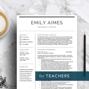 Teacher Resume Template for Word & Pages (1, 2 and 3 Page Resume ...