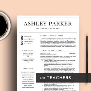 Teacher Resume Template for Word & Pages (1, 2 and 3 Page Resume ...