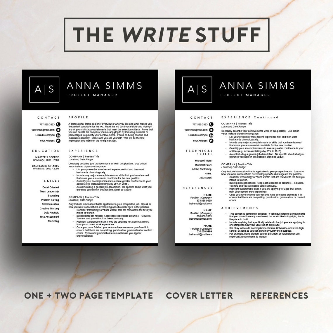 Resume Template | CV Template for Word | Professional Resume Design ...