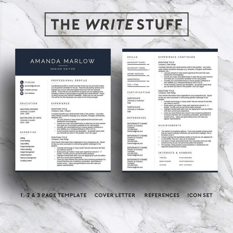 Professional Resume Template for Word & Pages / CV Template (1, 2, 3 ...