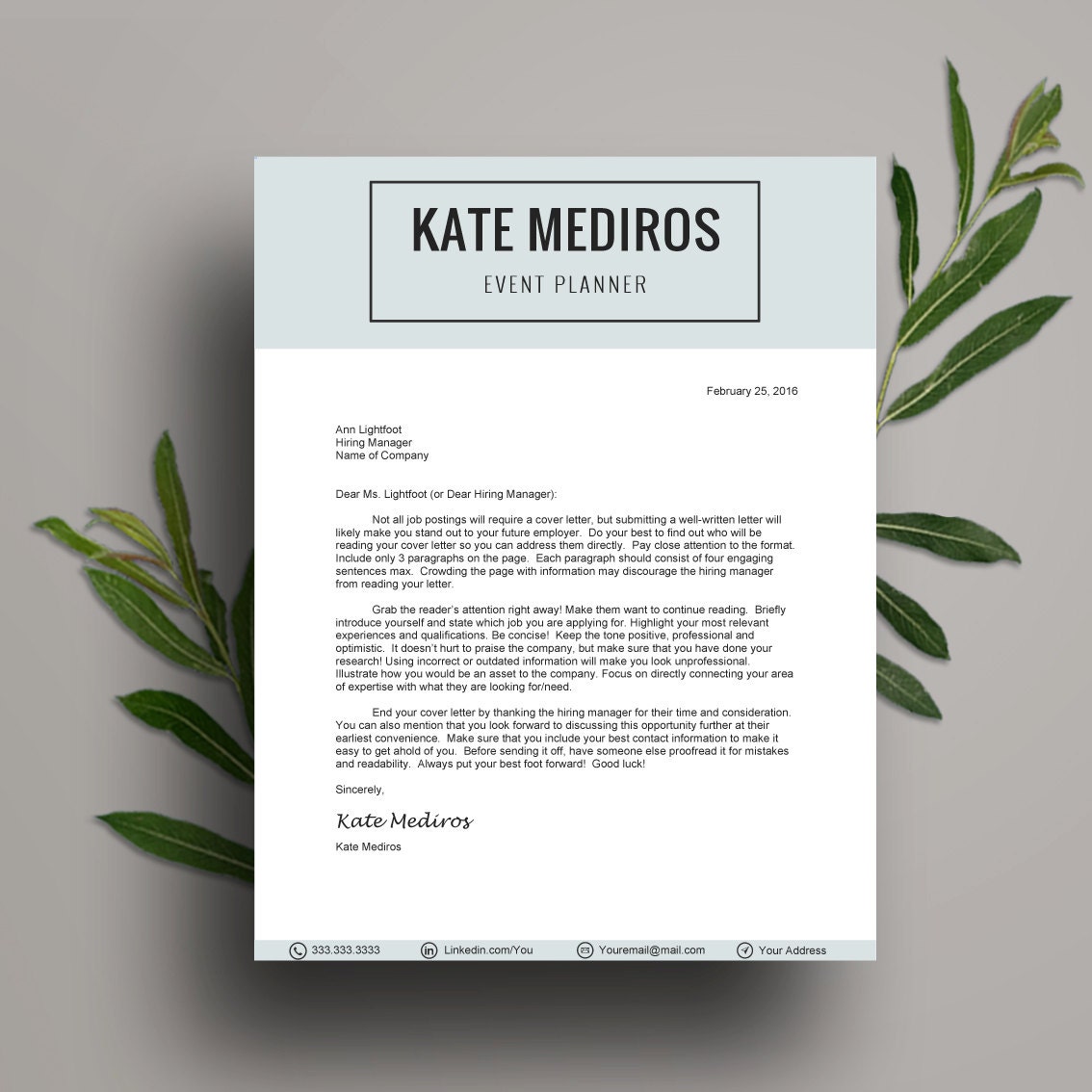 Mint Resume Template for Word | Creative CV | 1 & 2 Page Resume With ...