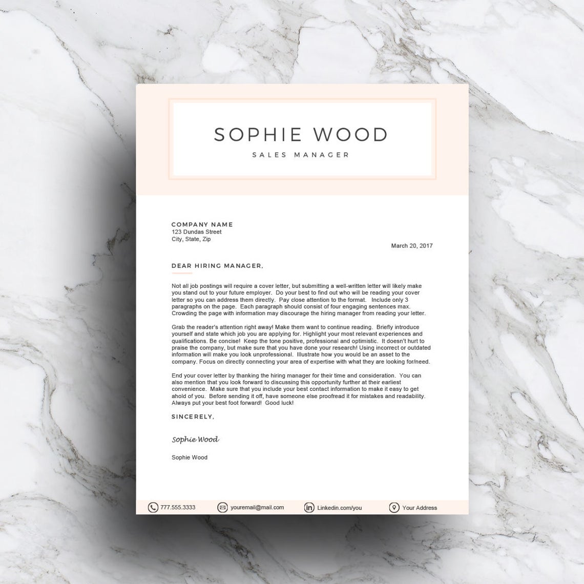 Pink Resume Template for Word & Pages Creative CV Template 1 and 2 Page ...