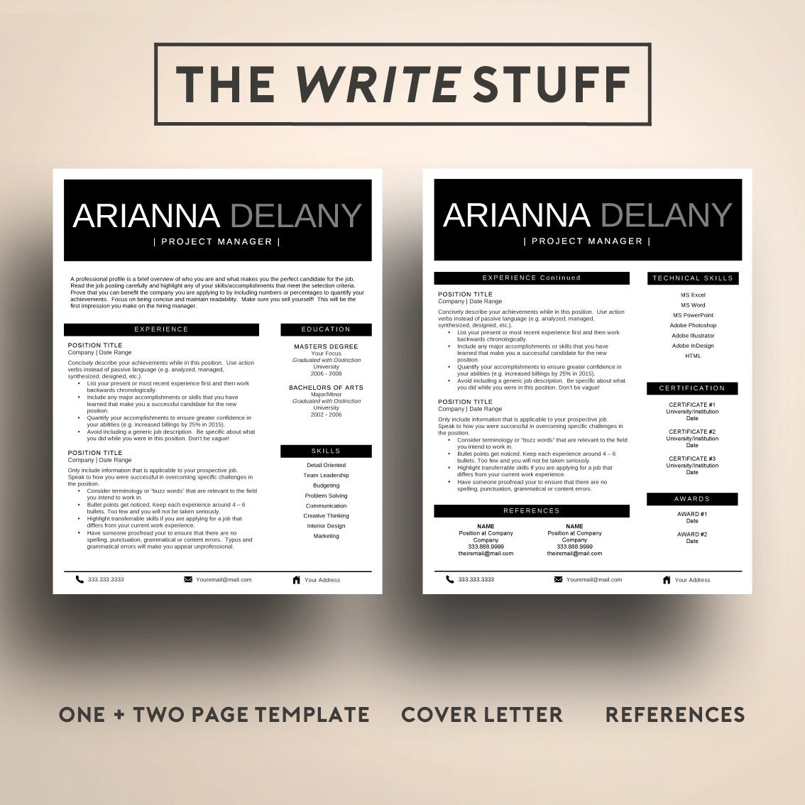 Modern Resume Template for Word | Professional CV (1 & 2 Page Resume ...