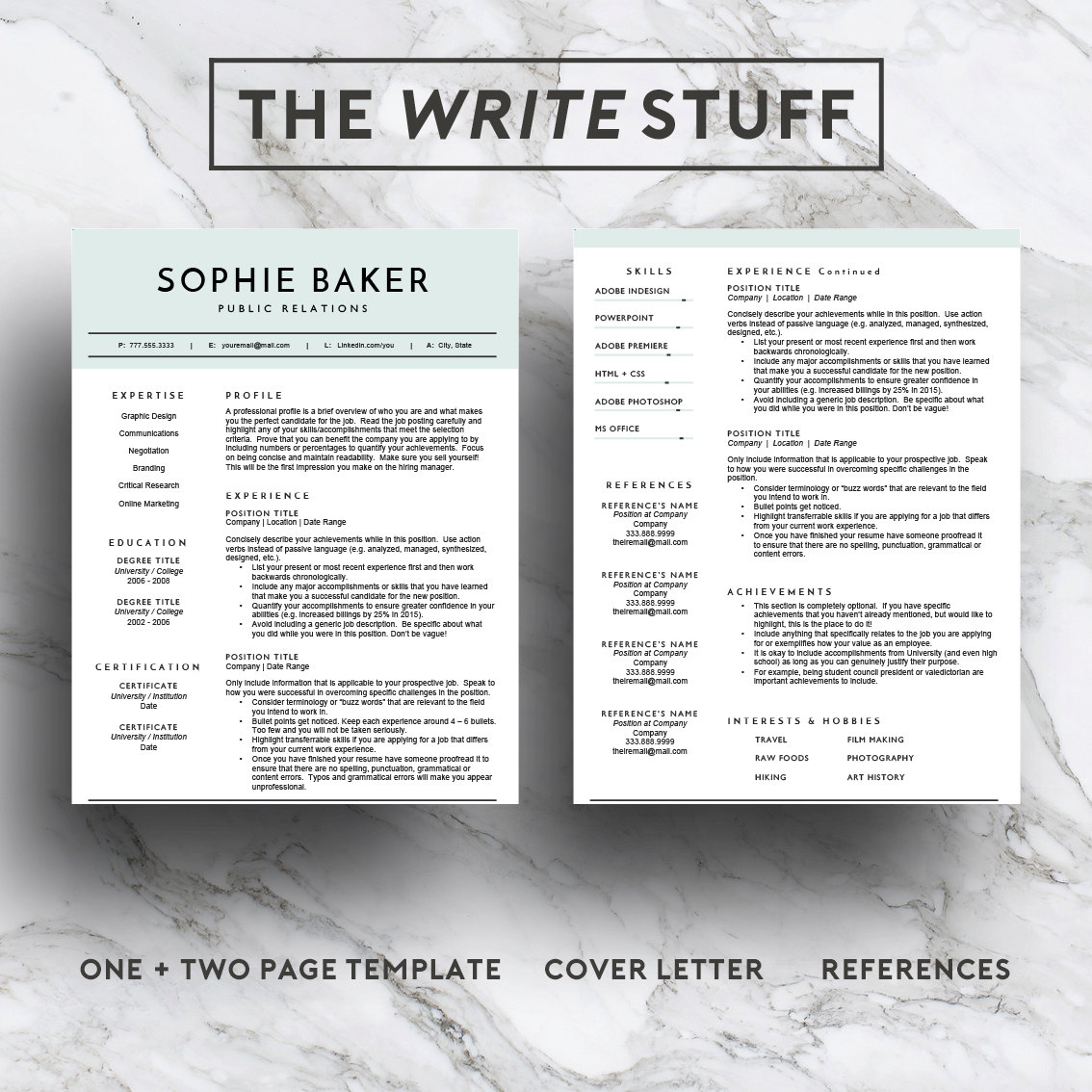 Green Resume Template for Word | CV Template | Professional Resume ...