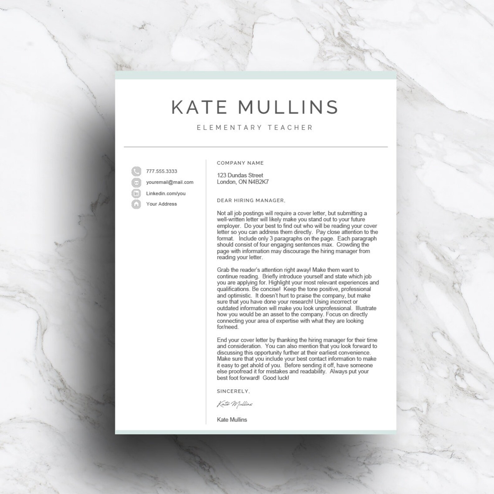 Teacher Resume Template for Word & Pages (1, 2 and 3 Page CV Template ...