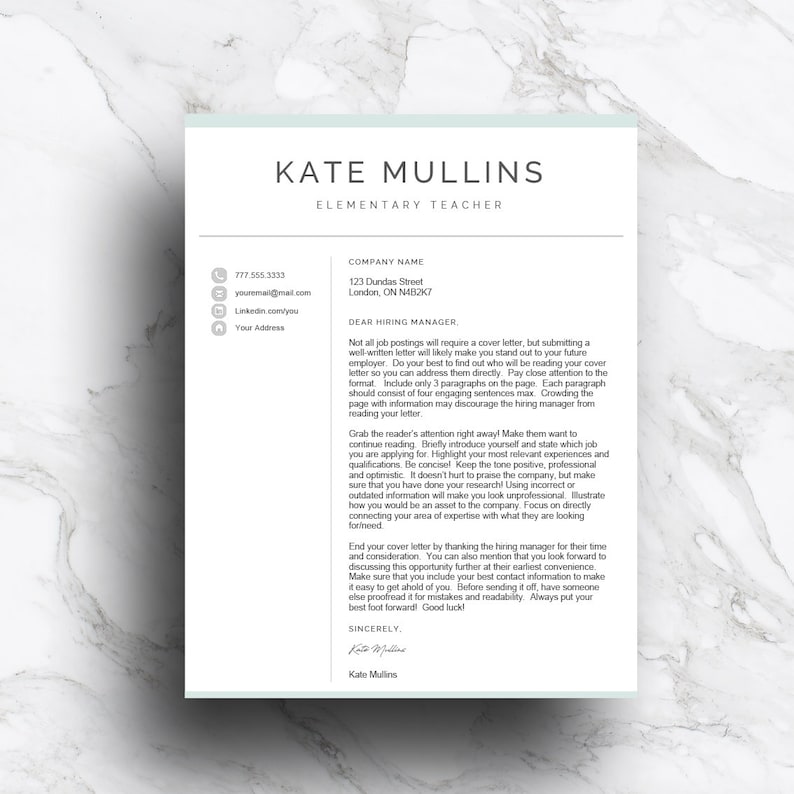 Teacher Resume Template for Word & Pages (1, 2 and 3 Page CV Template ...
