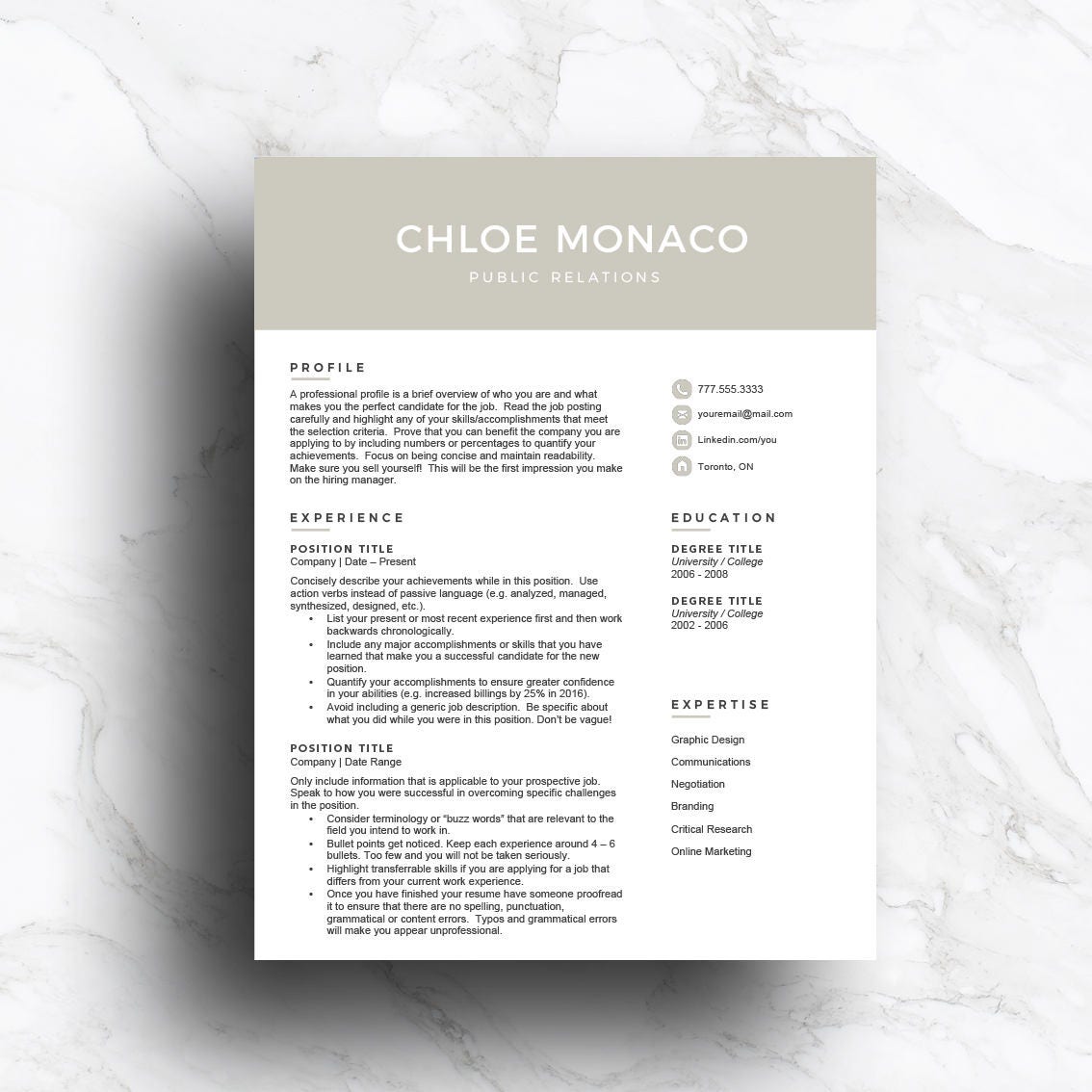 Gray CV Template for Word & Pages (1, 2, 3 Page With Cover Letter and ...