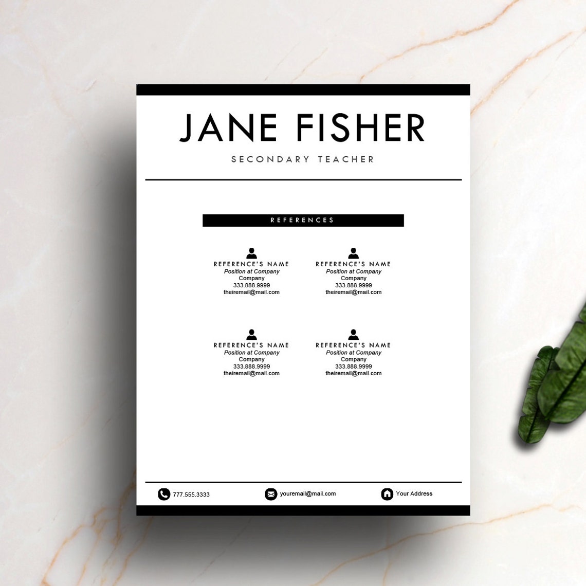Teacher Resume Template | CV Template MS Word | Professional Resume ...
