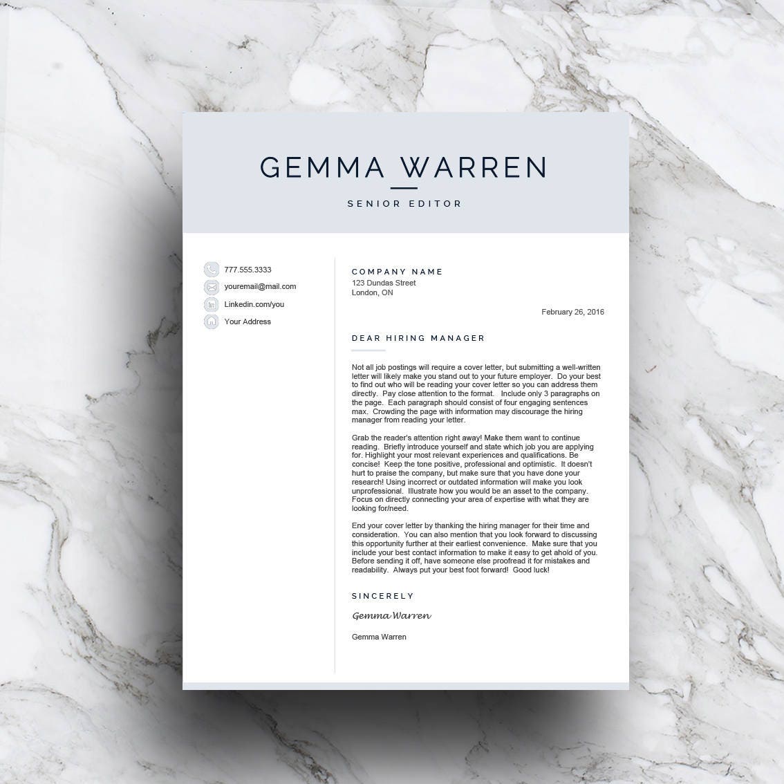 Modern Resume Template for Word & Pages (1, 2 and 3 Page Resume, Cover ...