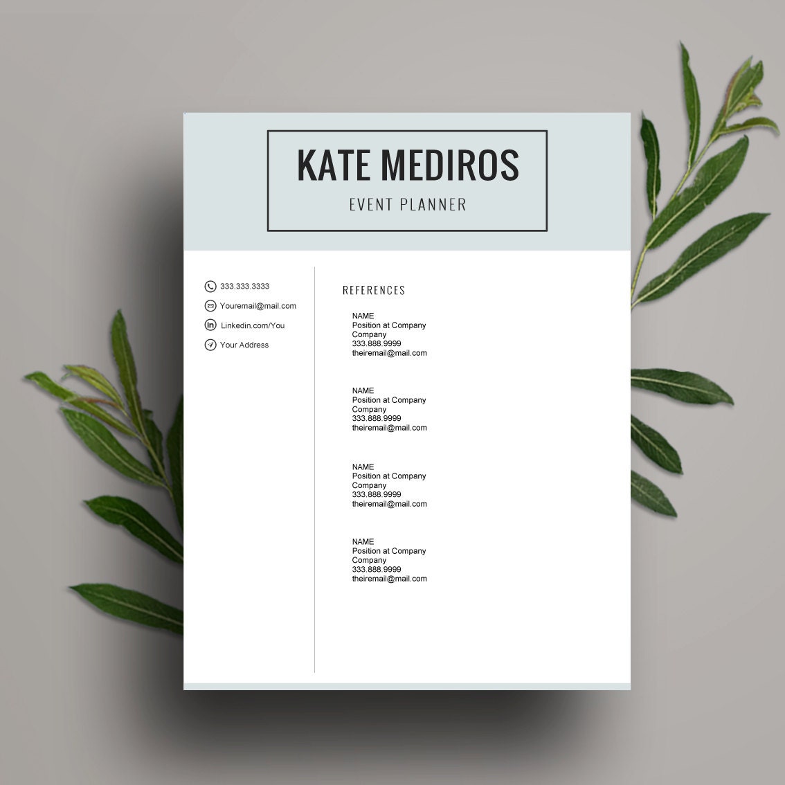 Mint Resume Template for Word | Creative CV | 1 & 2 Page Resume With ...