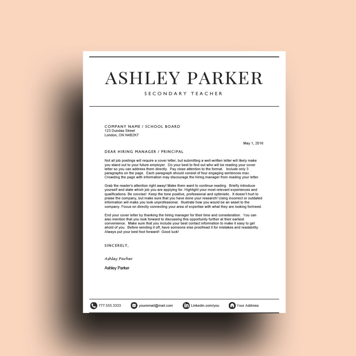 Teacher Resume Template for Word & Pages (1, 2 and 3 Page Resume ...