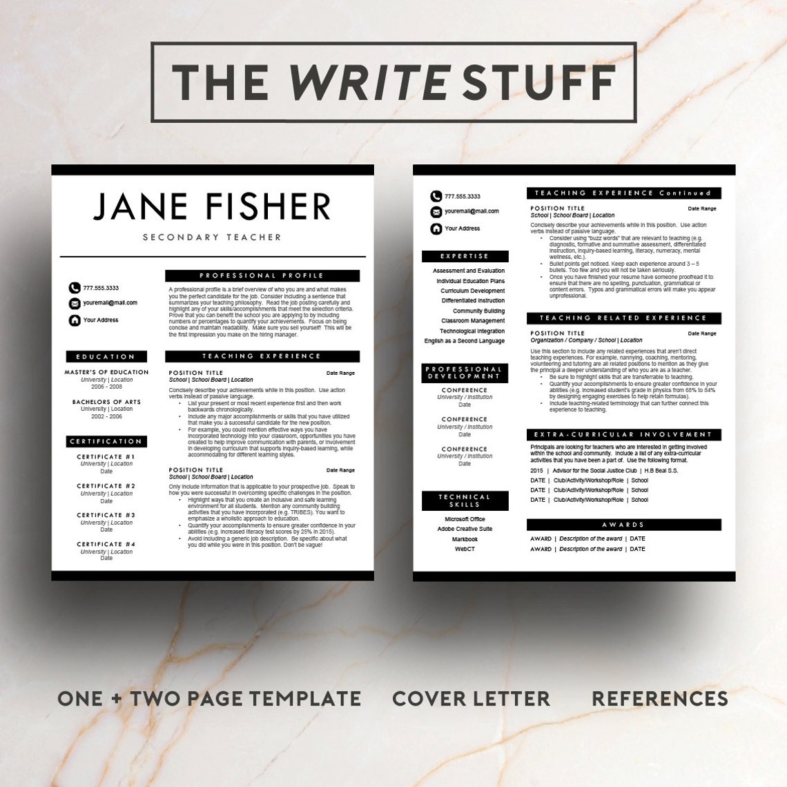 Teacher Resume Template | CV Template MS Word | Professional Resume ...