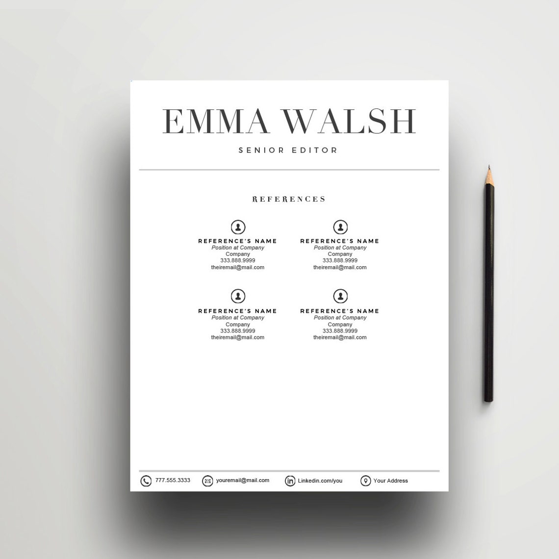Classic Resume Template for Word | CV Template (1 & 2 Page Resume ...