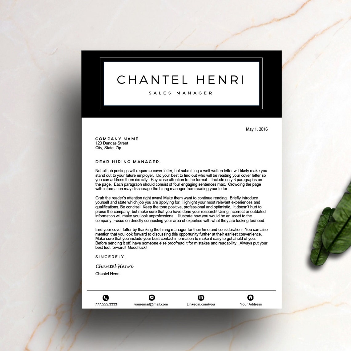 Modern Resume Template for Word & Pages (1 and 2 Page Resume, Cover ...