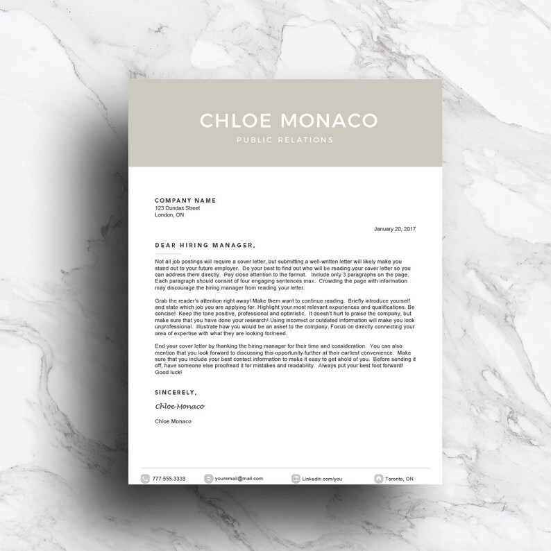 Gray CV Template for Word & Pages (1, 2, 3 Page With Cover Letter and ...