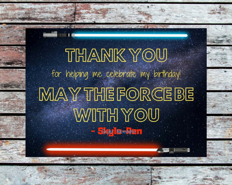 Star Wars Birthday Thank You Card - Etsy