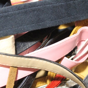 8oz Salvaged Purse Straps and Bag Handles, Scraps, Faux and Genuine ...