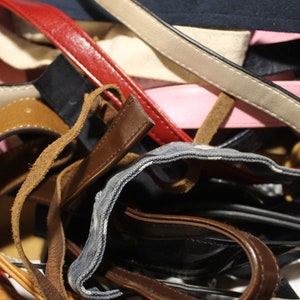 8oz Salvaged Purse Straps and Bag Handles, Scraps, Faux and Genuine ...