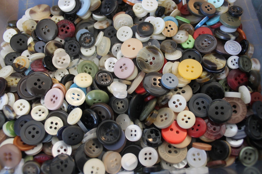 Lot of 100 Reclaimed Plastic Buttons, Various Sizes, Colors, and Shapes ...