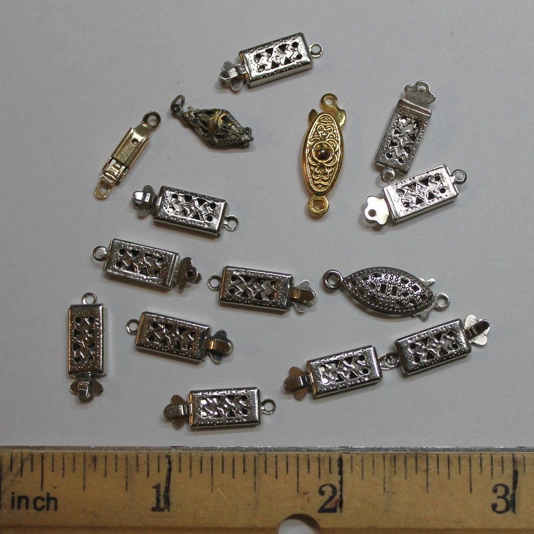 Salvaged Box and Spring Ring Closures Lot, Findings, for Jewelry and ...