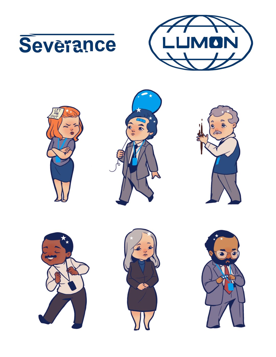 Severance Chibi Characters Sticker Sheet - Etsy