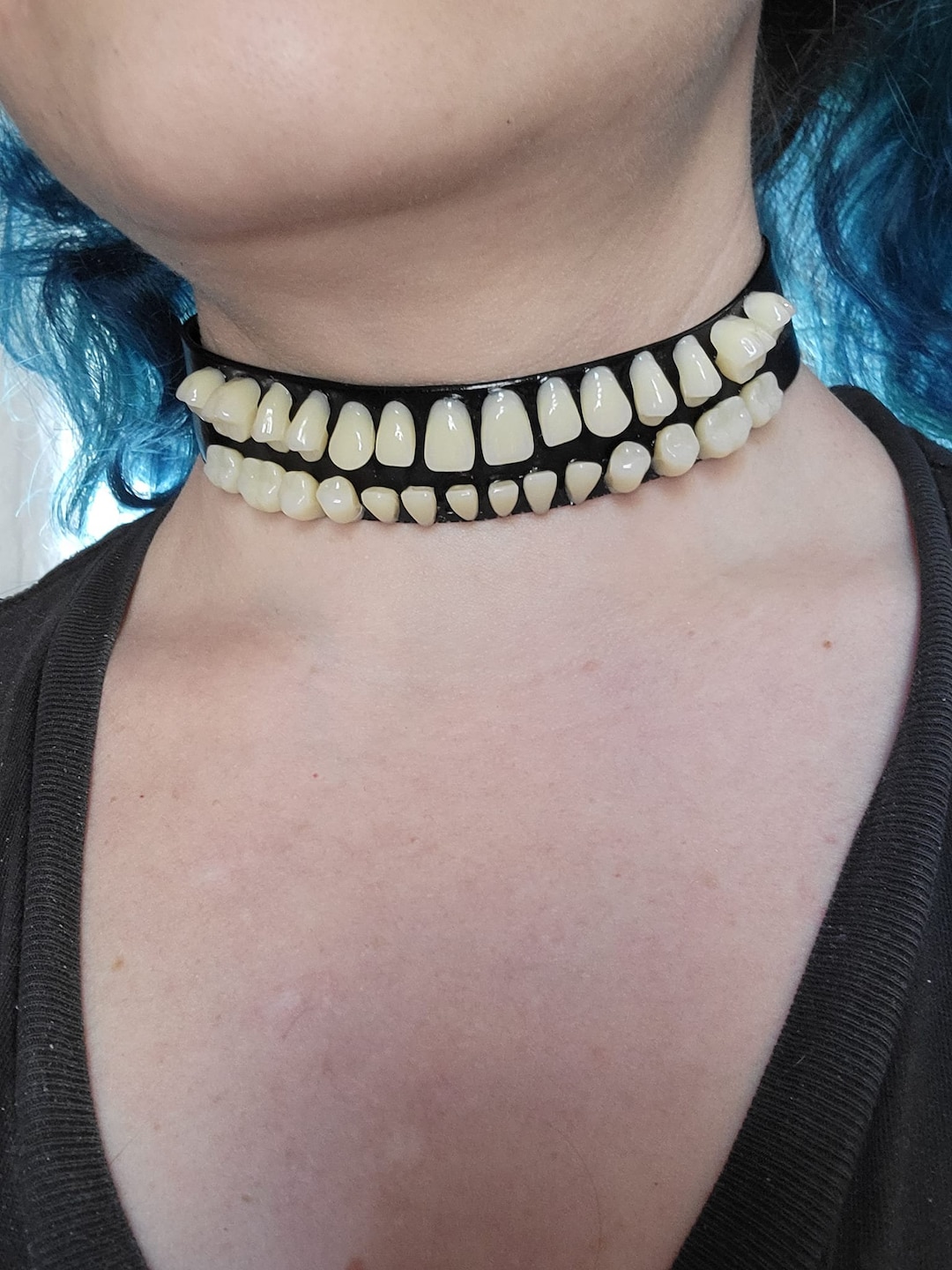 Acrylic Teeth Choker: Adjustable Faux Leather Necklace - Etsy