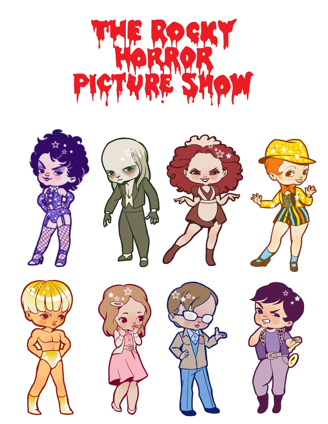 Rocky Horror Picture Show Chibi Characters Sticker Sheet - Etsy