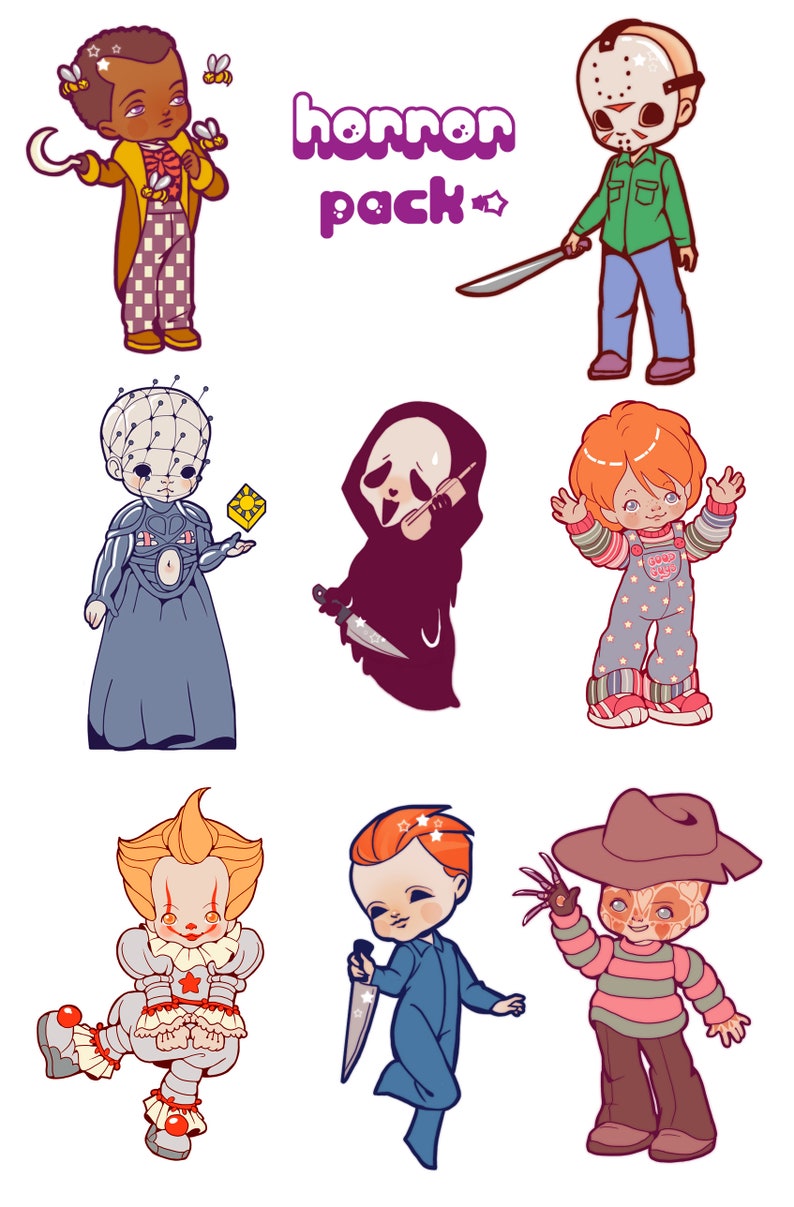 Classic Horror Slashers Chibi Sticker Sheet - Etsy