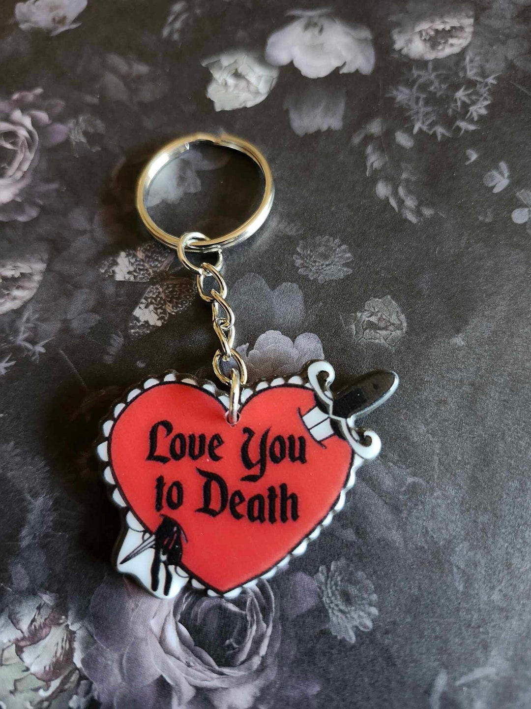Love You Until Death Heart Keychain - Etsy