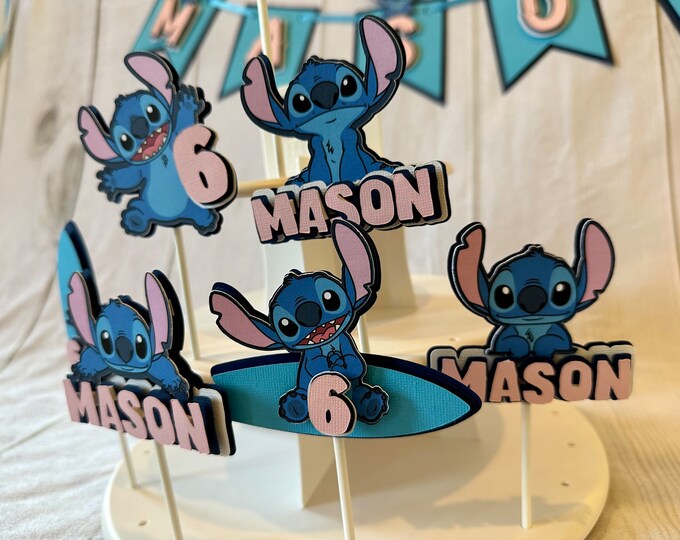 Custom Lilo and Stitch Birthday Party Cupcake Toppers - Etsy