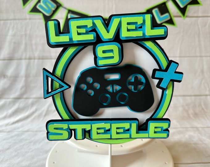 Custom Video Game Birthday Cake Topper Level Up Gaming Birthday Etsy
