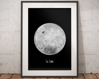 Full moon art | Etsy