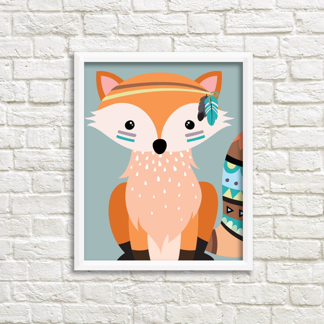Tribal Fox Print / Wall Art Print DIY / Native American Indian Tribal ...