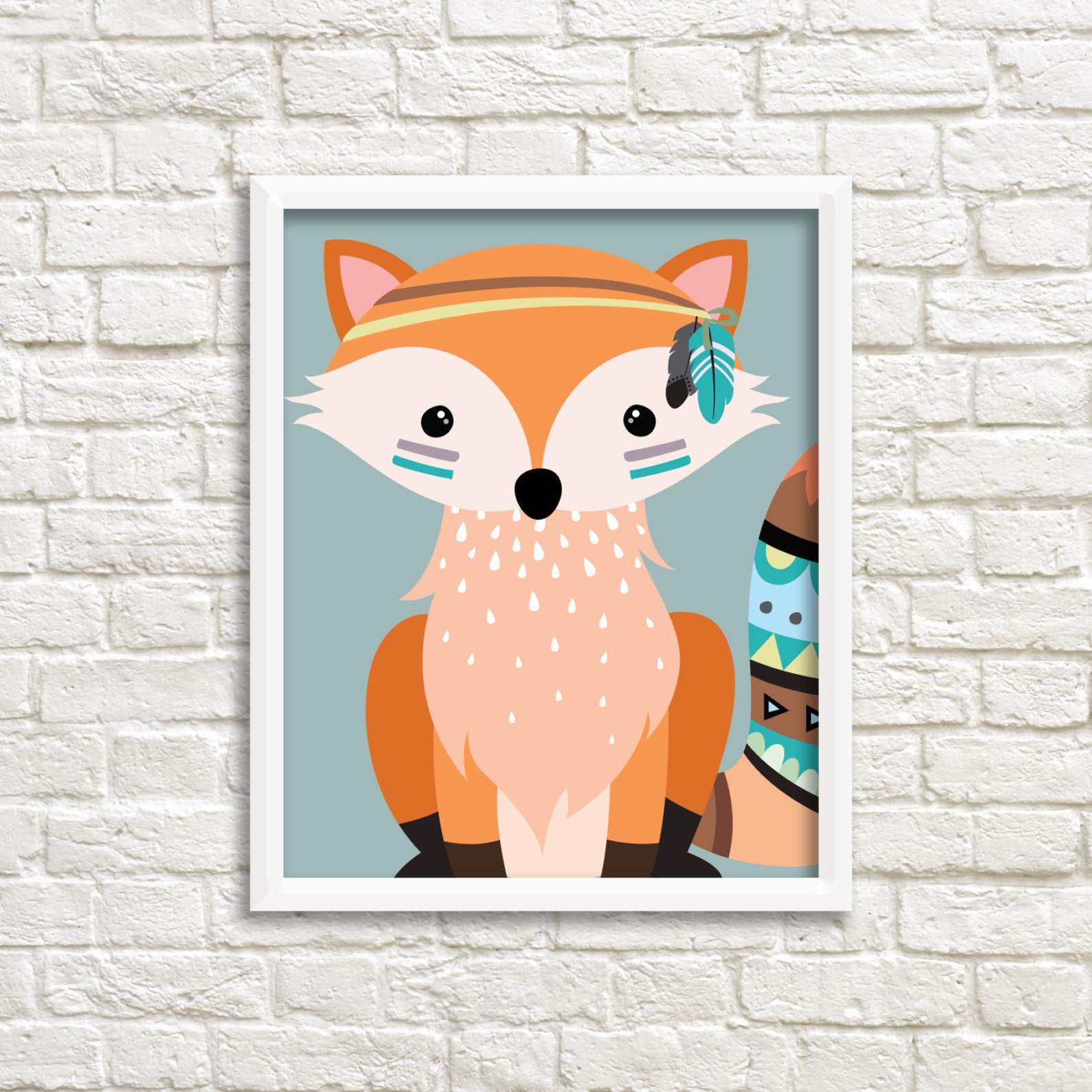 Tribal Fox Print / Wall Art Print DIY / Native American Indian Tribal ...