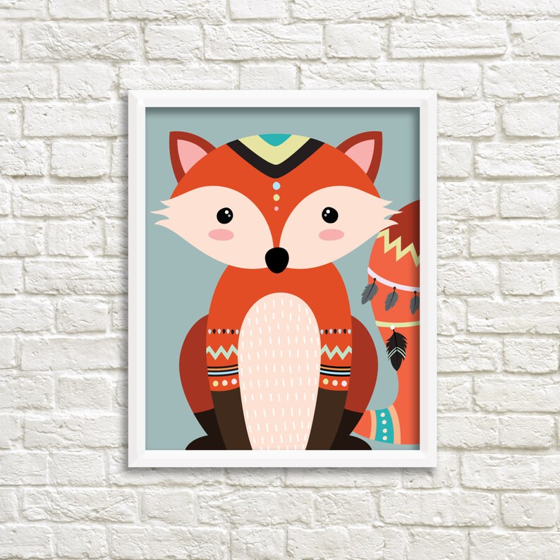 Tribal Fox Sign / Wall Art Print DIY / Native American Indian Tribal ...