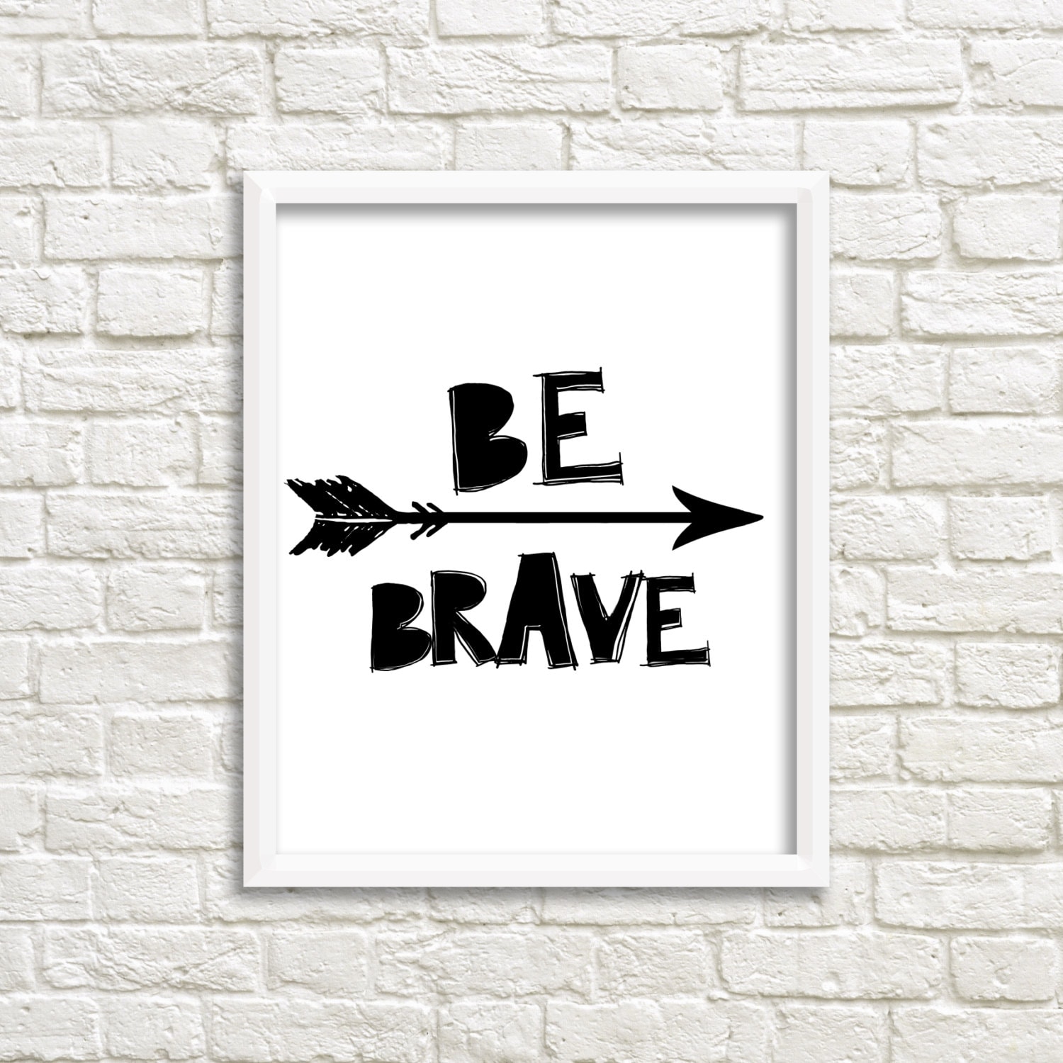Typography Print, Be Brave Poster, Printable Quote, Nursery Printable ...