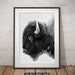 Buffalo Print, Bison Wall Art, Black and White Buffalo, Modern Minimal ...