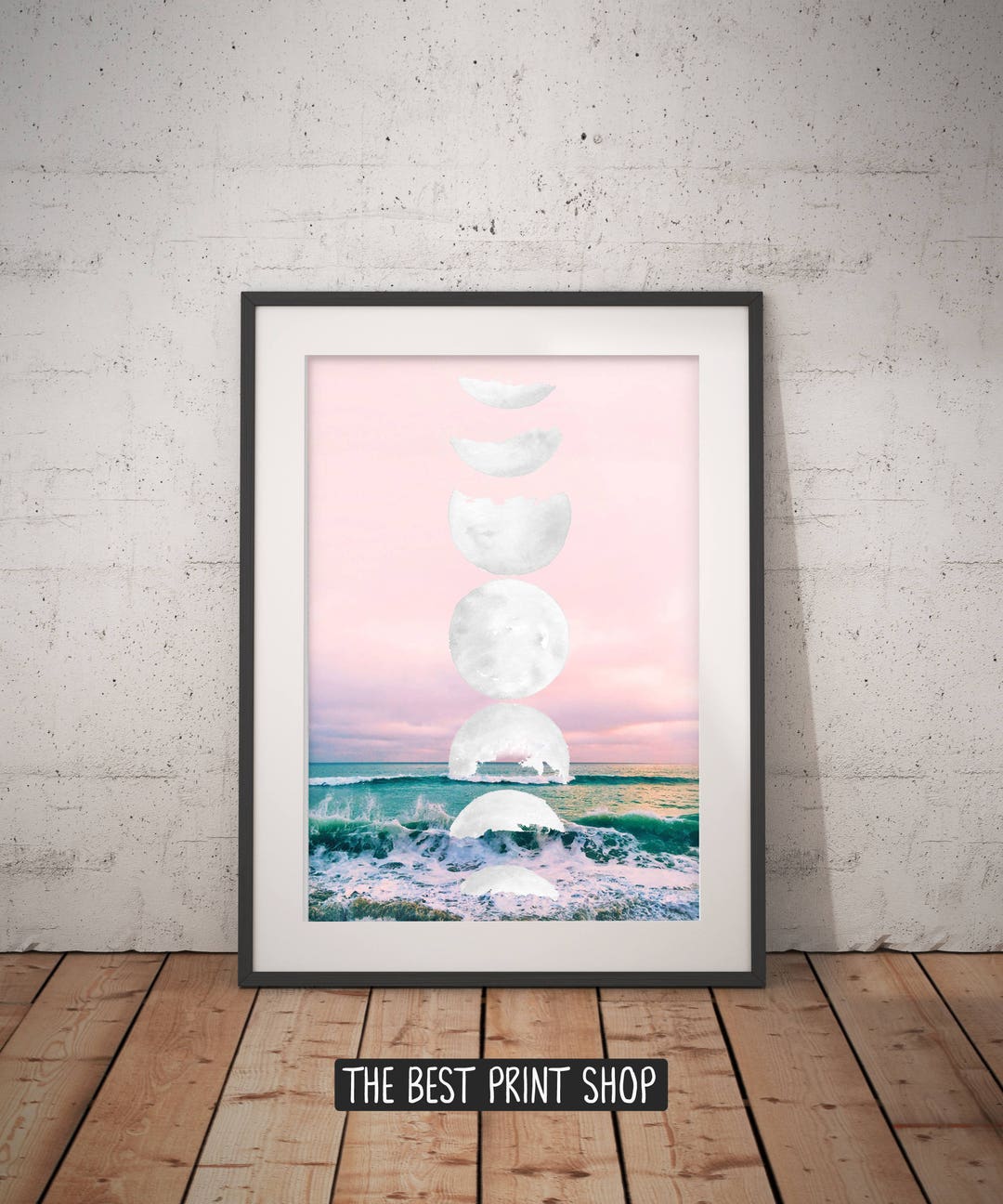 Lunar Beach Print, Coastal Tides Wall Art, Ocean Print, Moon Beach ...