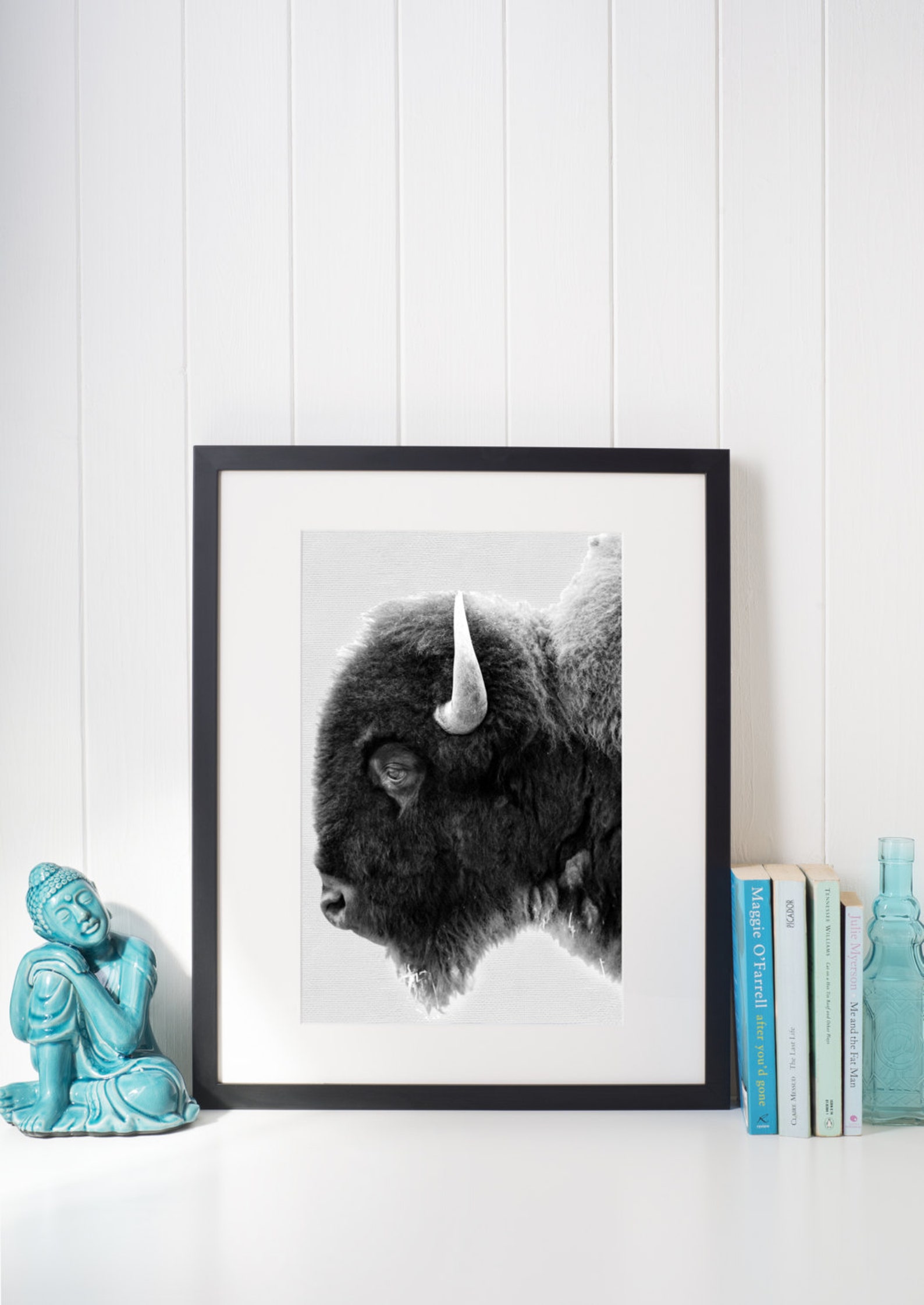 Buffalo Print, Bison Wall Art, Black and White Buffalo, Modern Minimal ...