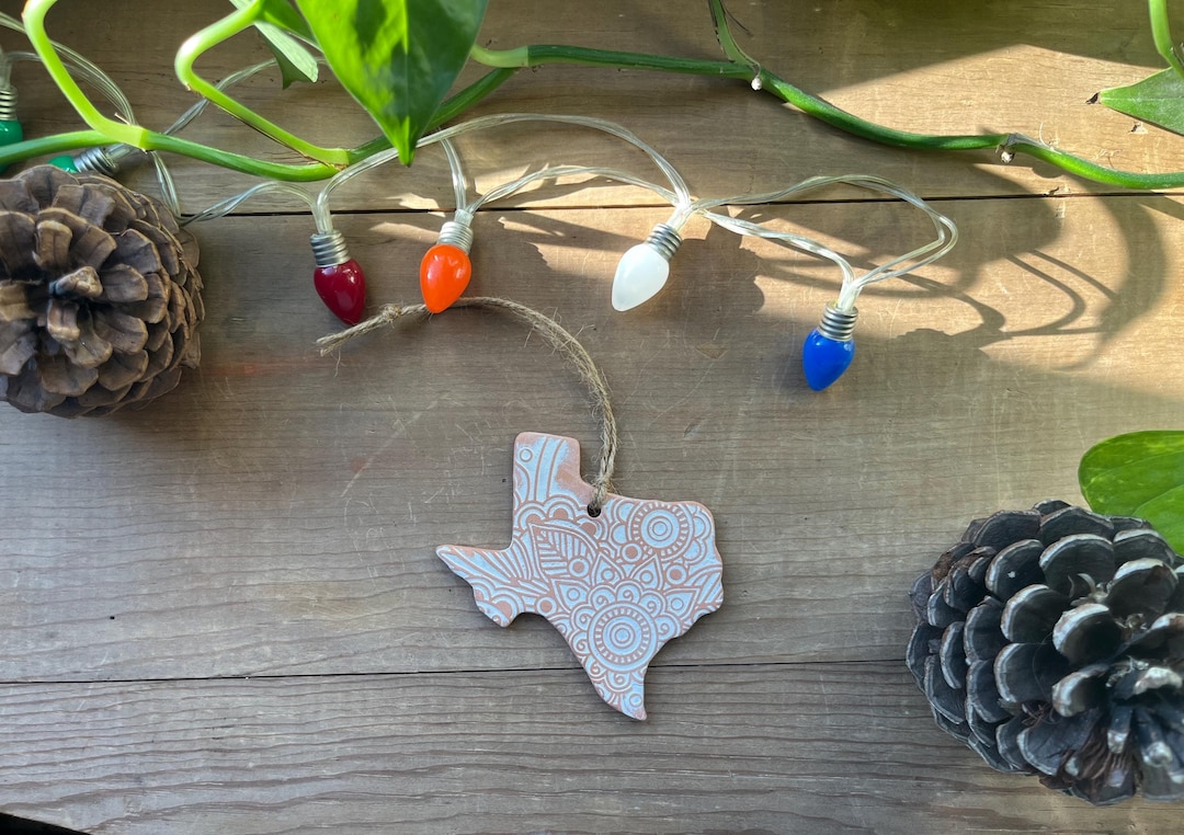 Texas Ornament, Terracotta Lotus Design - Etsy