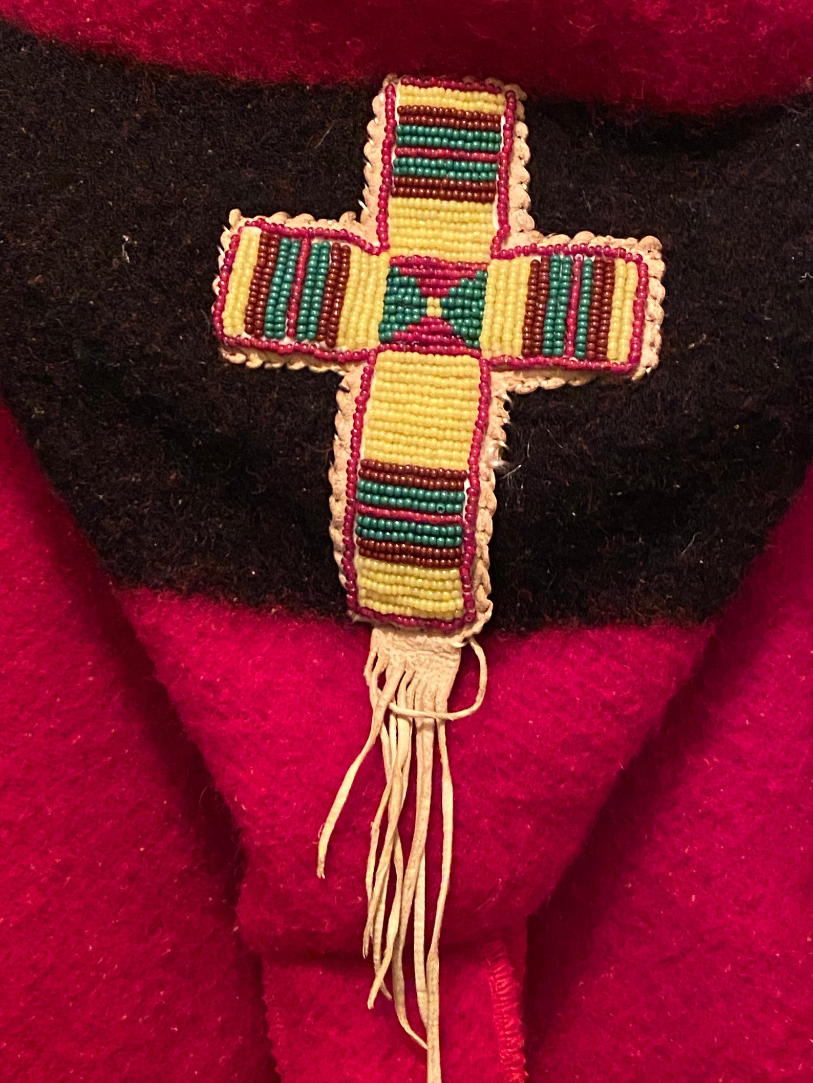 Vintage Wool Beaded Capote Hooded Coat Red Black Hooded Blanket Western ...