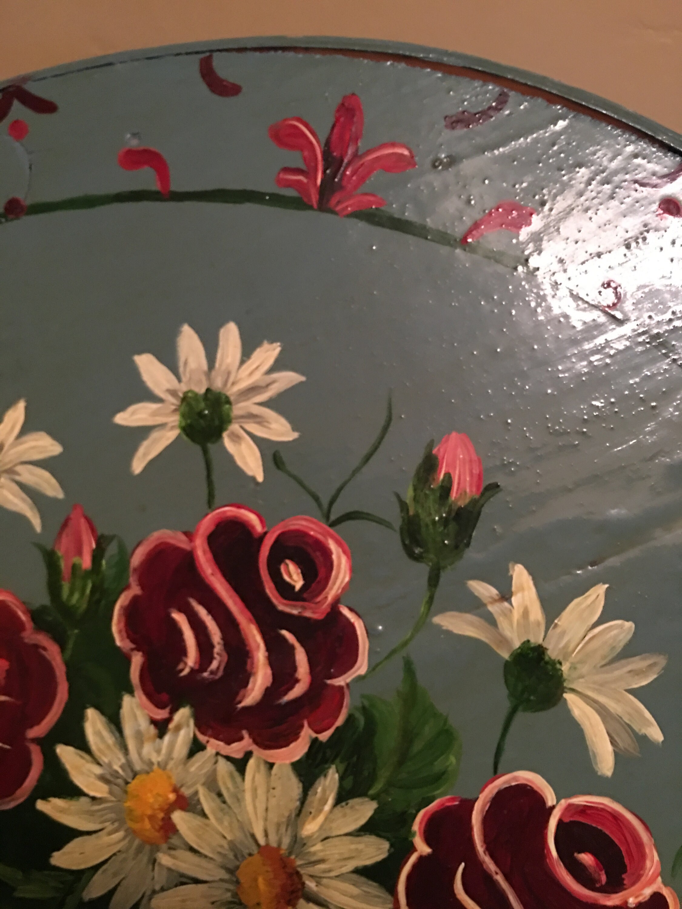 Hand Painted Antique Cheese Box Floral Design Signed 1960s - Etsy