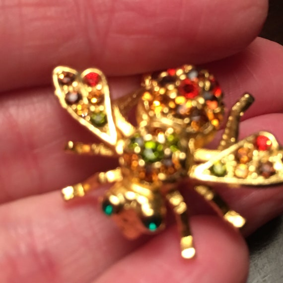 Joan Rivers Signed Bee Brooch Gold Tone Multicolored… - Gem