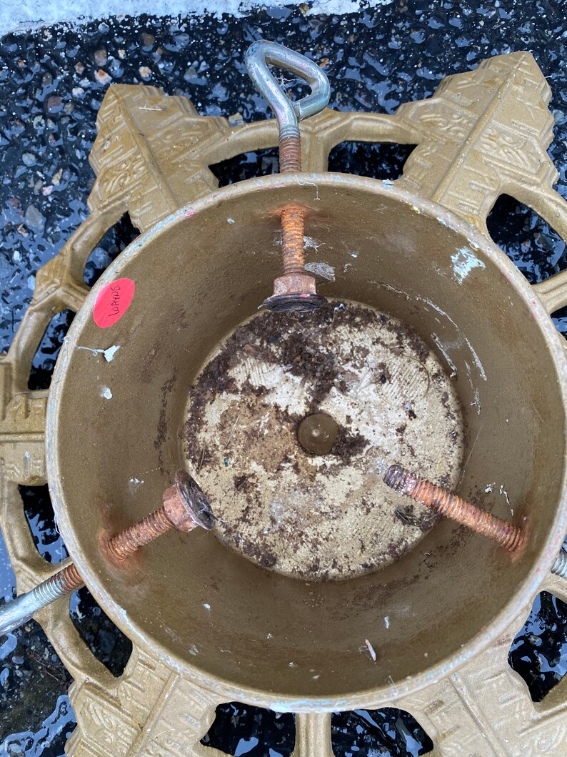 Vintage 1992 JOHN WRIGHT Cast Iron Snowflake Christmas Gold Tree Stand ...